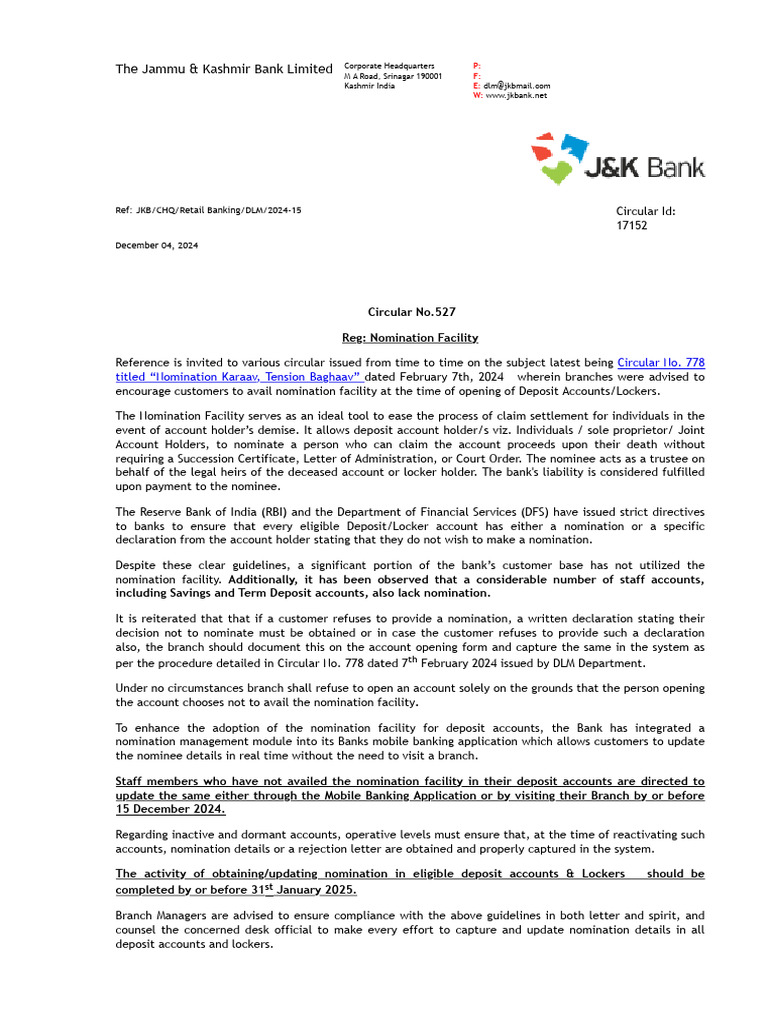 JKBCMS - Nomination Facility | PDF | Banks | Justice