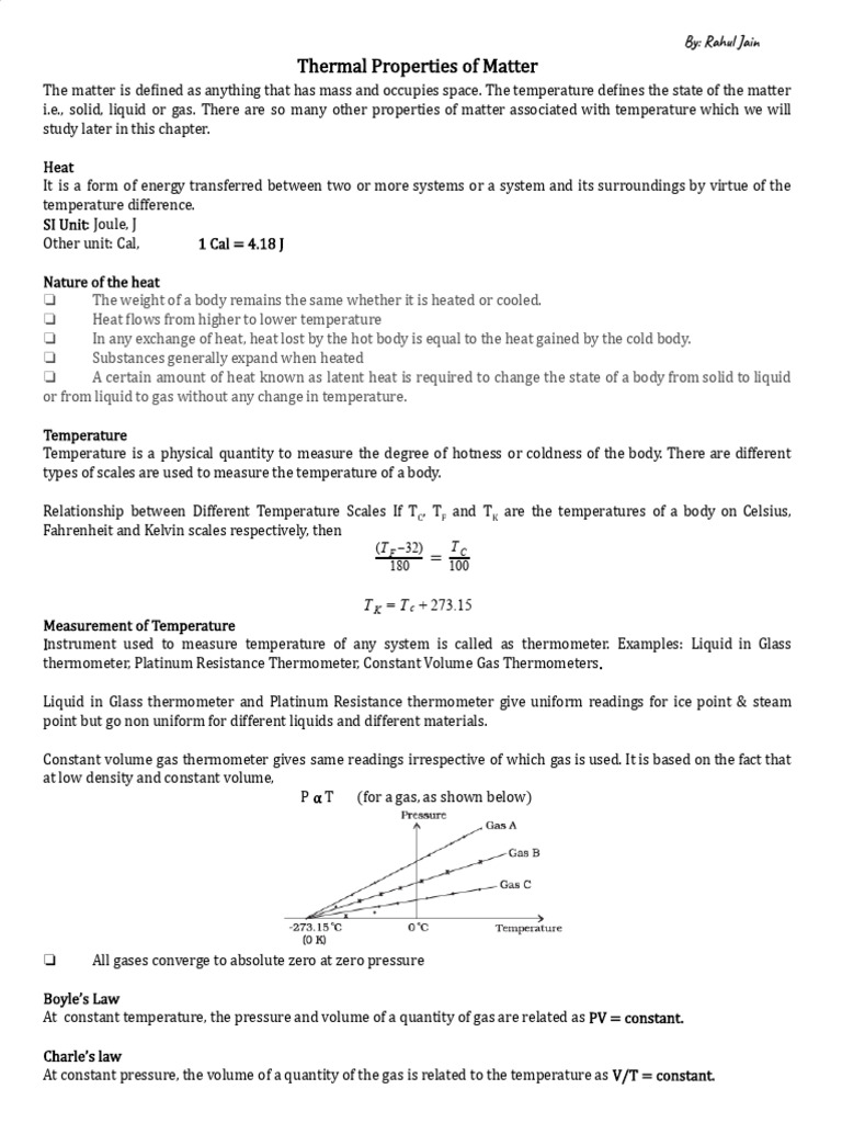 Thermal Properties of Matter | PDF | Heat | Temperature