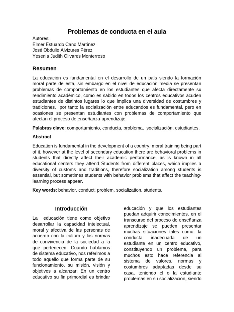 Problemas de conducta en educación media | PDF | Enseñando | Comportamiento