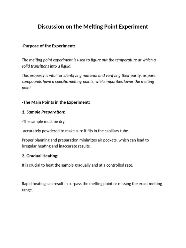 Melting Point Experiment Guide | PDF