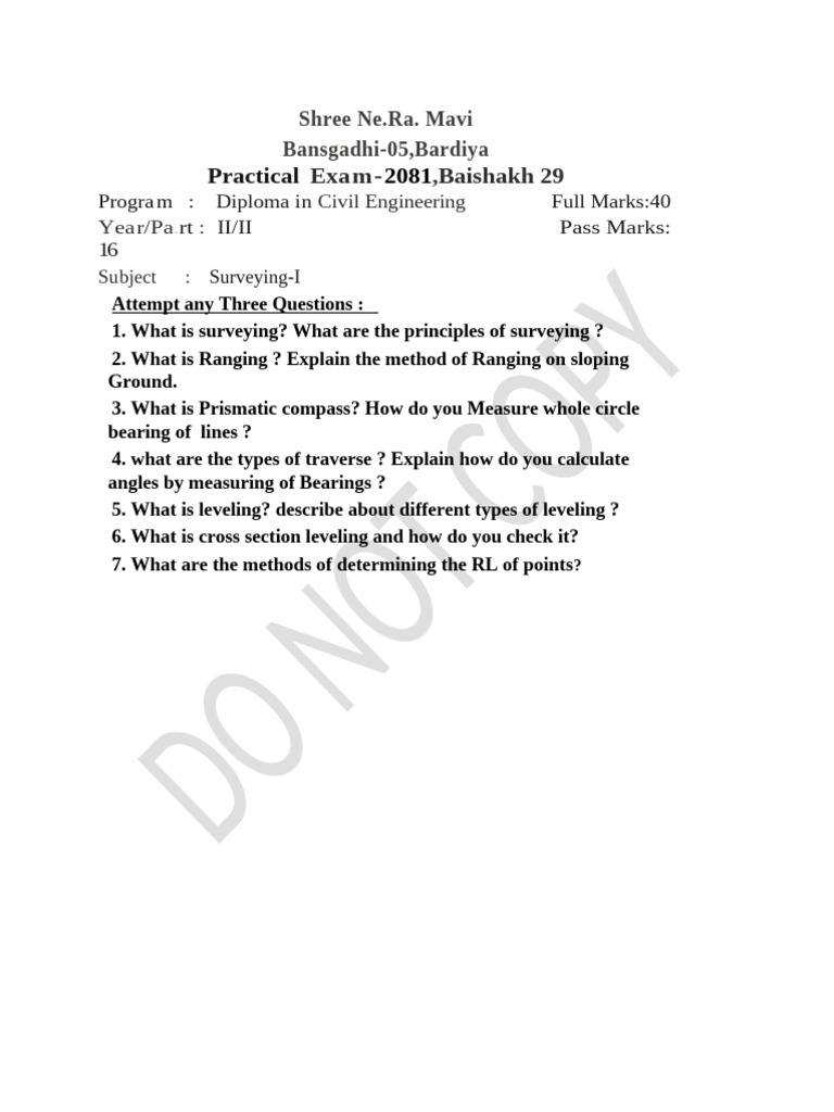 Surveying Practical - I | PDF