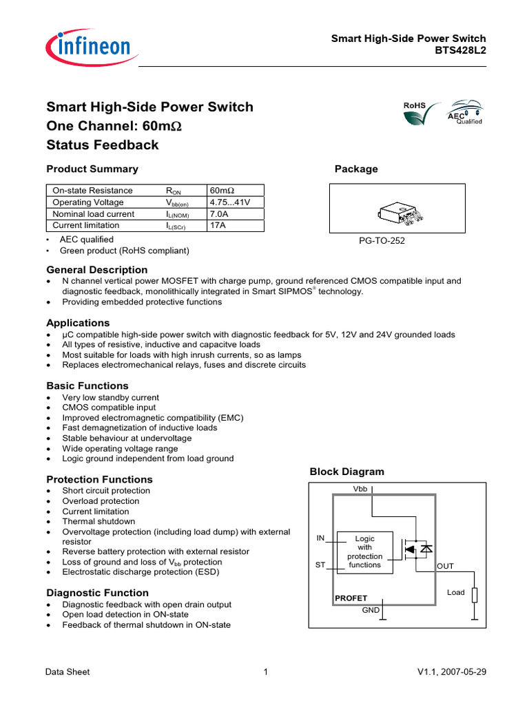 Infineon-BTS428L2-DS-v01_01-EN | PDF
