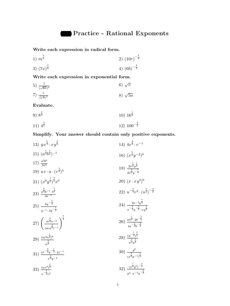 4.2 Rational Exponents Practice 2 | PDF