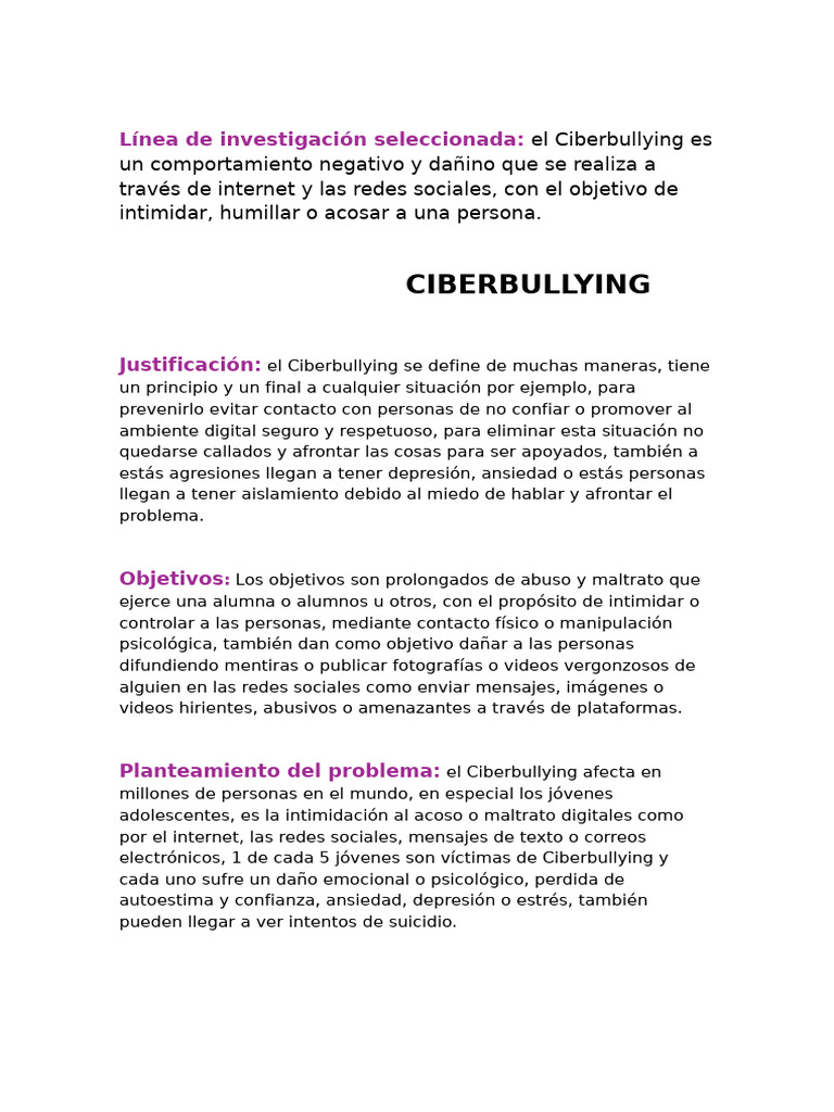 Impacto del Ciberbullying en Jóvenes | PDF