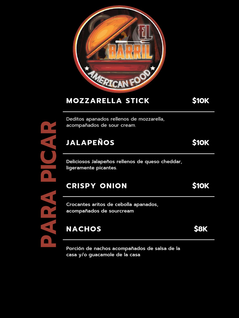 Carta Barril Actualizada | PDF | Taco | Hamburguesas