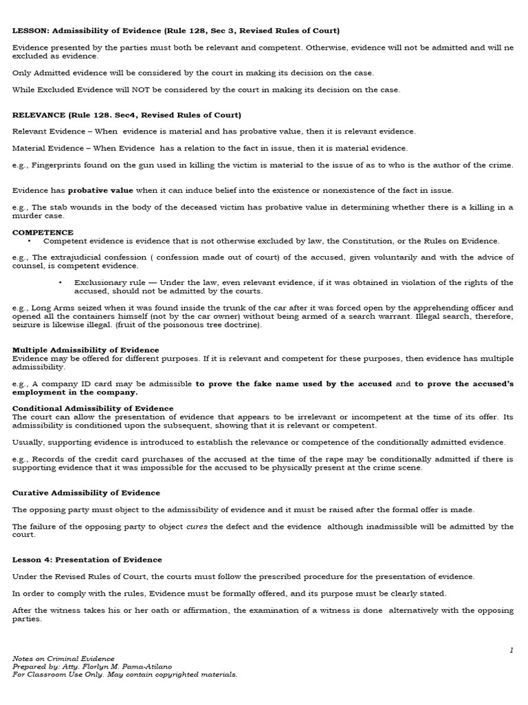 Law Students' Guide to Evidence | PDF | Burden Of Proof (Law ...