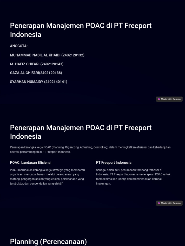 Penerapan Manajemen POAC Di PT Freeport Indonesia | PDF