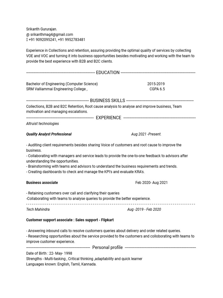 Srikanth Resume | PDF