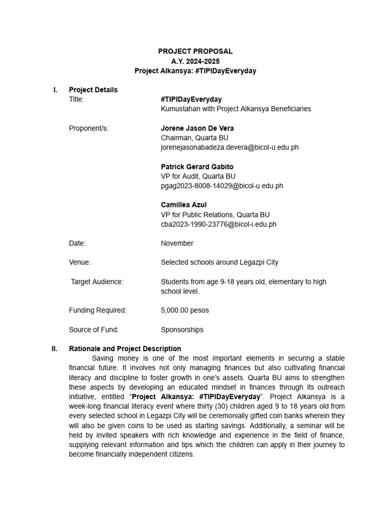 Project Alkansya: Financial Literacy for Youth | PDF