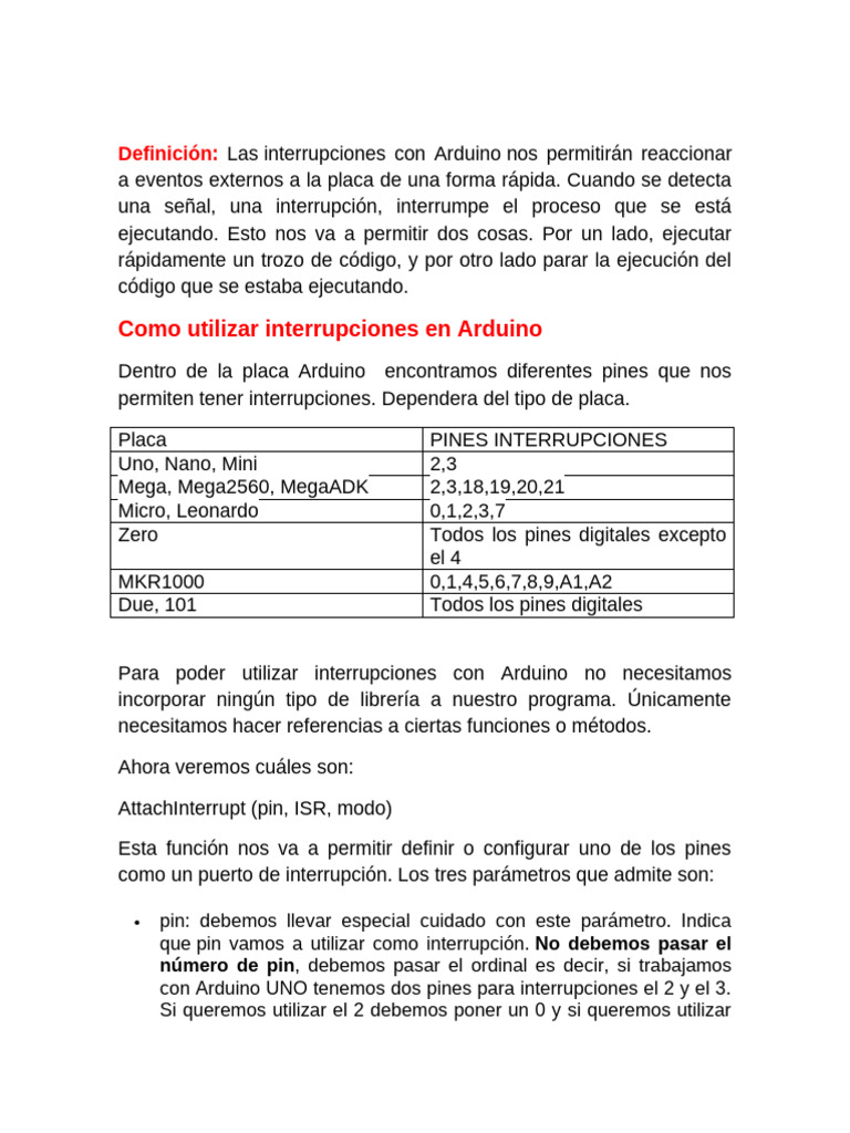 Como Utilizar Interrupciones En Arduino Pdf Arduino Informática 0109