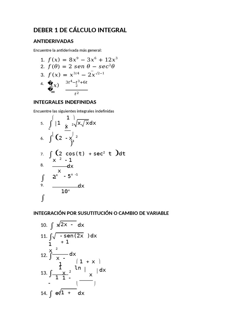 Deber 1 Cã Lculo Integral | PDF