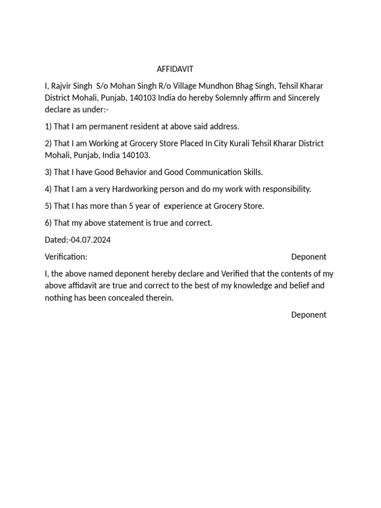 Affidavit Italy | PDF