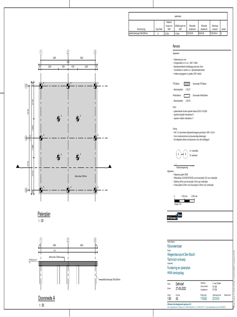 Denbosch - Constructie - HWAtankopslag - Sheet 3210 - Fundatieplaat en Palenplan | PDF