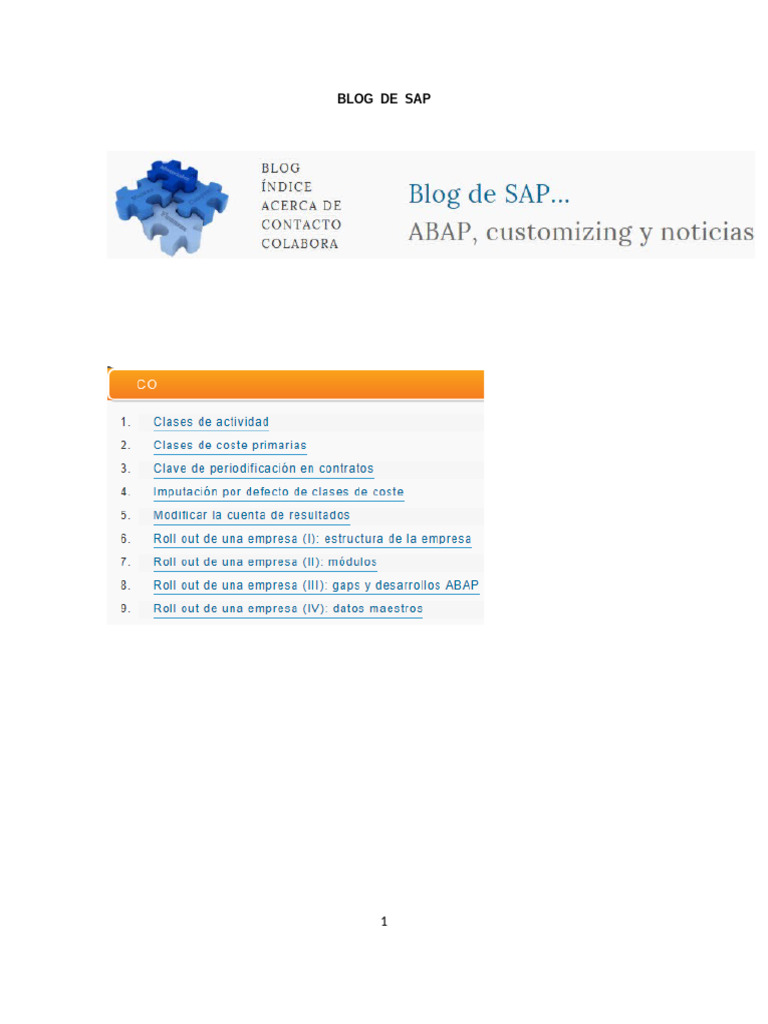 Blog de Sap (Datos Sap Módulo Co) | PDF