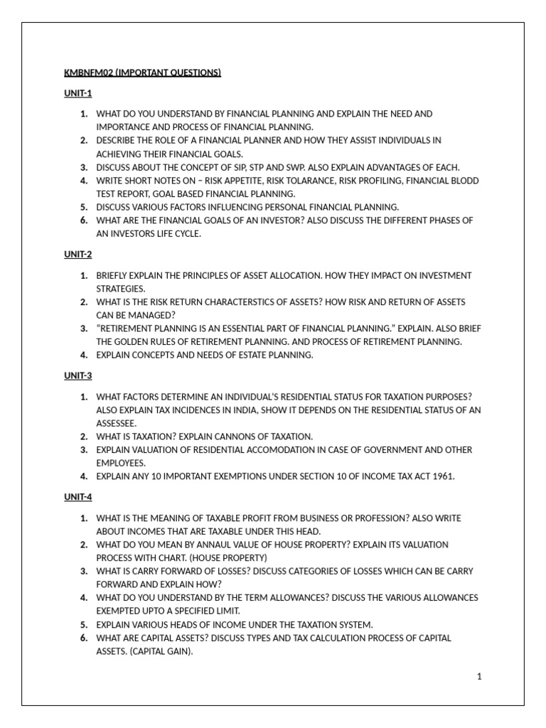 Important Questions Fm02 | PDF | Taxes | Income Tax