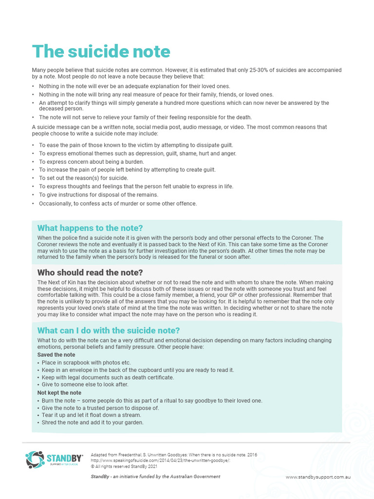 Understanding Suicide Notes and Their Impact | PDF | Guilt (Emotion ...