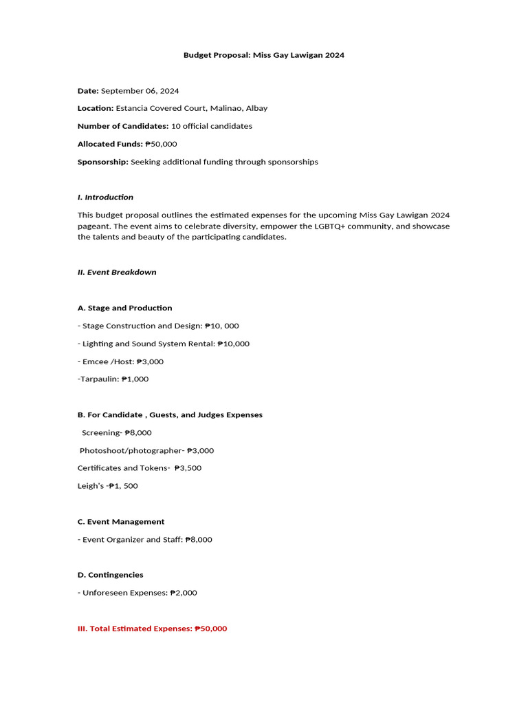 MGL BudgetProposal | PDF
