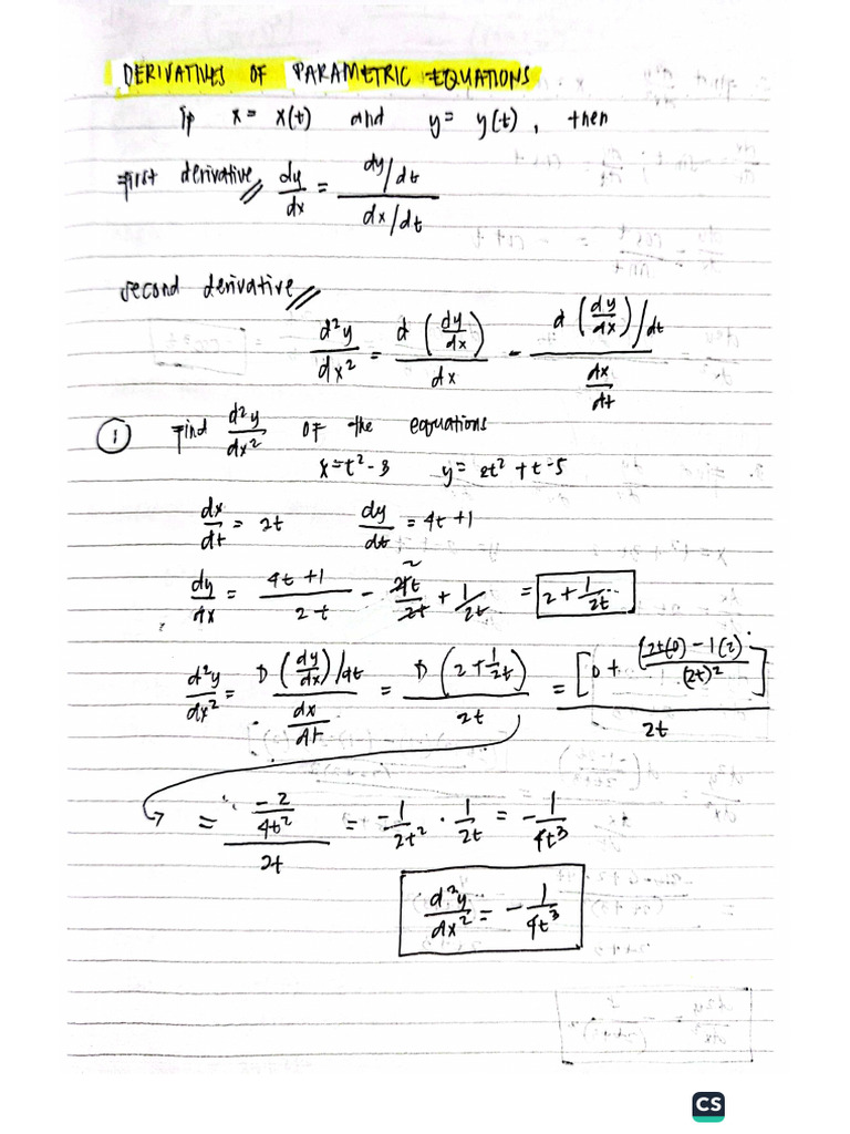 Derivative of Parametric Equation | PDF