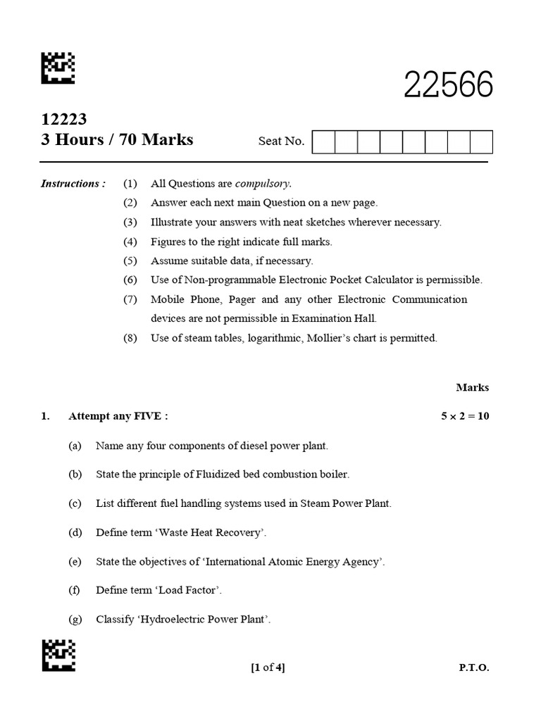 2022-Winter-Model-Answer-Paper | PDF | Cogeneration | Power Station
