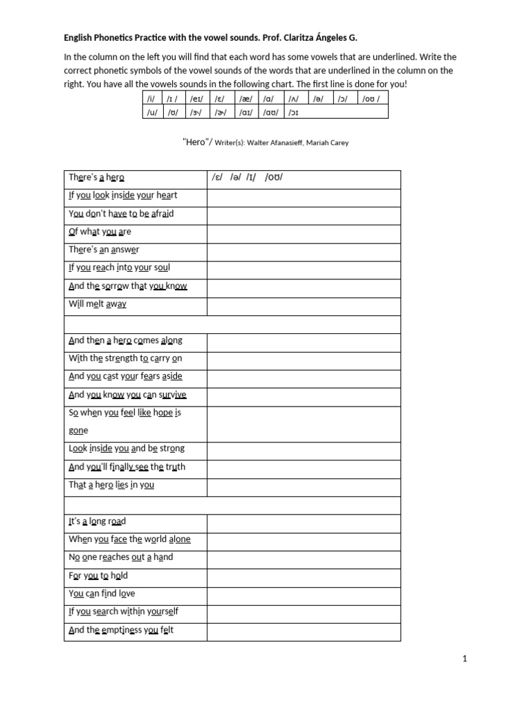 English Phonetics Exercise Hero | PDF | Linguistics | Phonetics