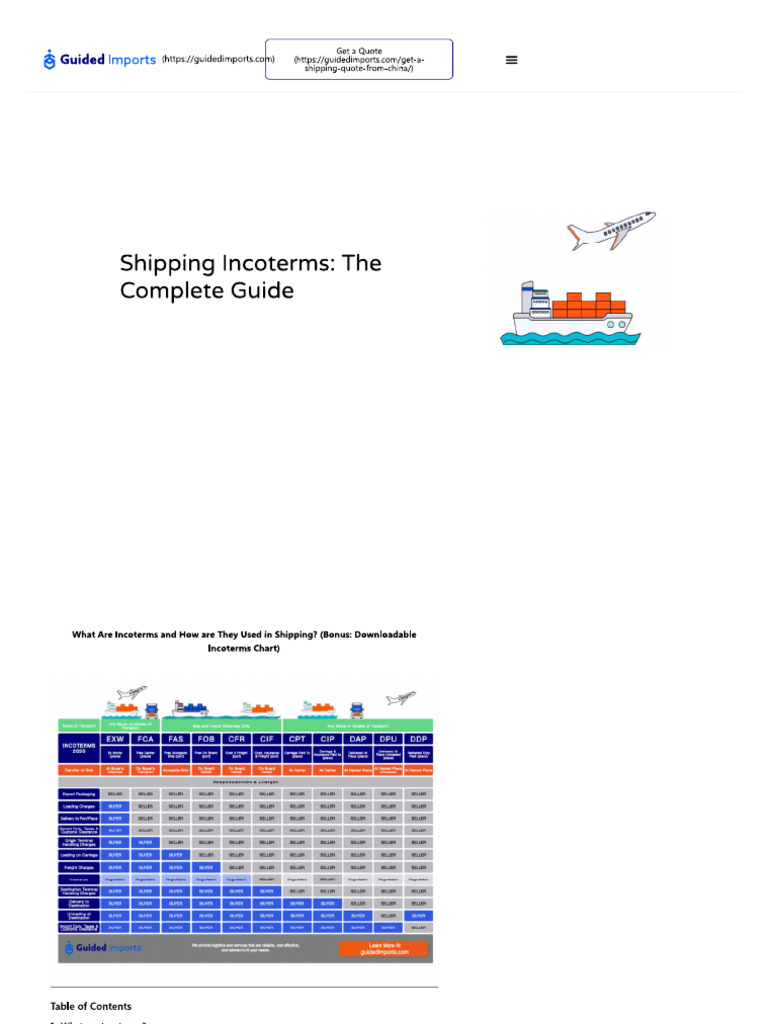 Shipping Incoterms - The Complete Guide - Guided Imports | PDF