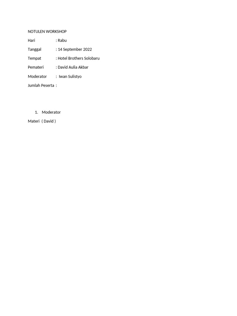 Notulen Workshop Hari 2 | PDF