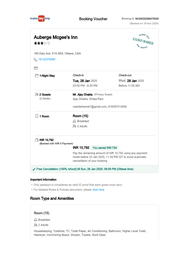 Booking Confirmation Voucher-1 | PDF