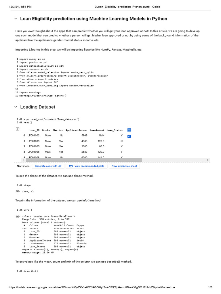 0Loan_Eligibility_prediction_Python.ipynb - Colab | PDF | Applied Mathematics