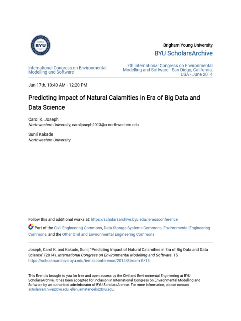 Predicting Impact of Natural Calamities in Era of Big Data and Da | PDF | Cluster Analysis ...