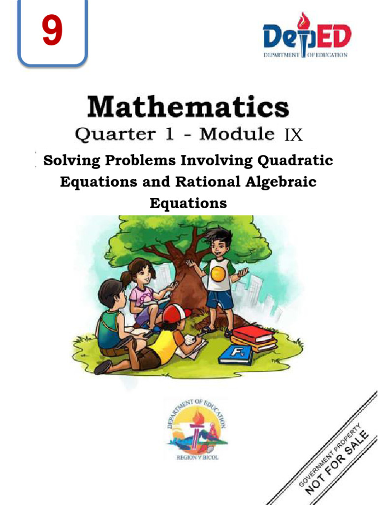 Solving Problems Involving Quadratic Equations and Rational Algebraic ...