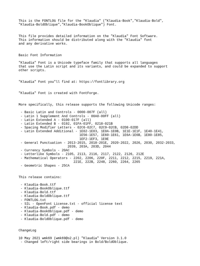 FONTLOG | PDF | Typefaces | Writing