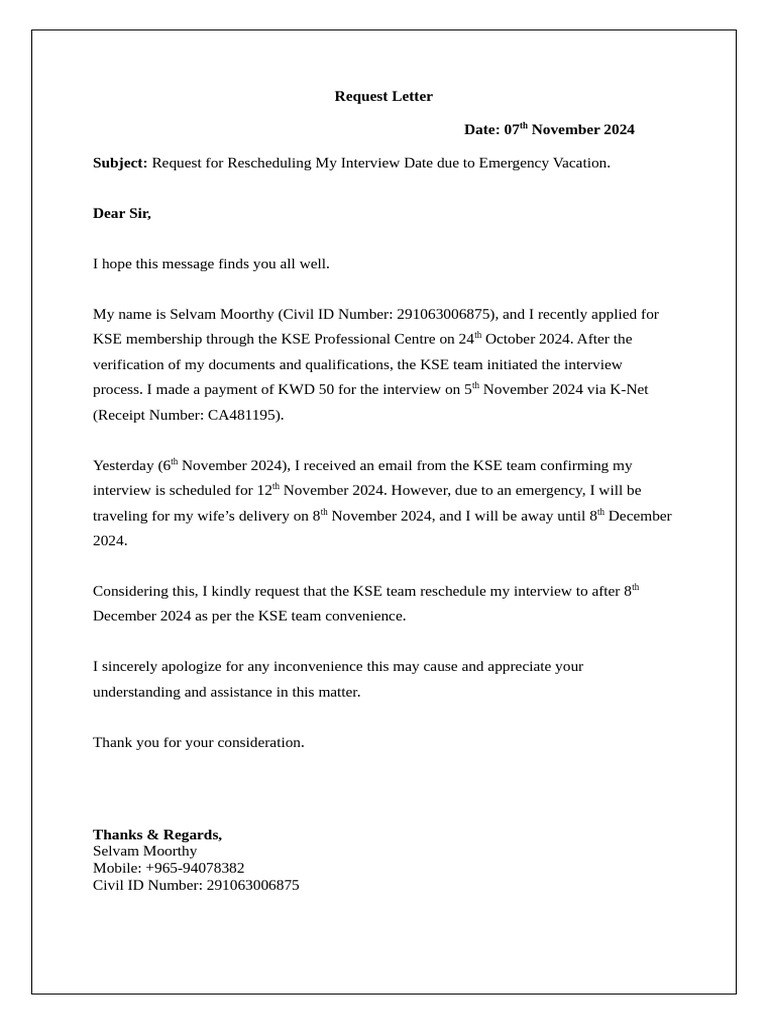 Request For Reschedule | PDF