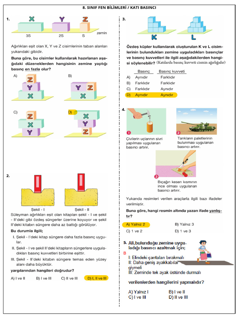 8.sinif Kati Basinci Test - 3 Cevap Anahtari 28096 | PDF
