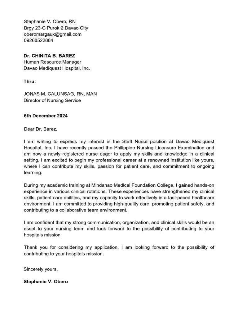 Mediqueat Application Letter | PDF