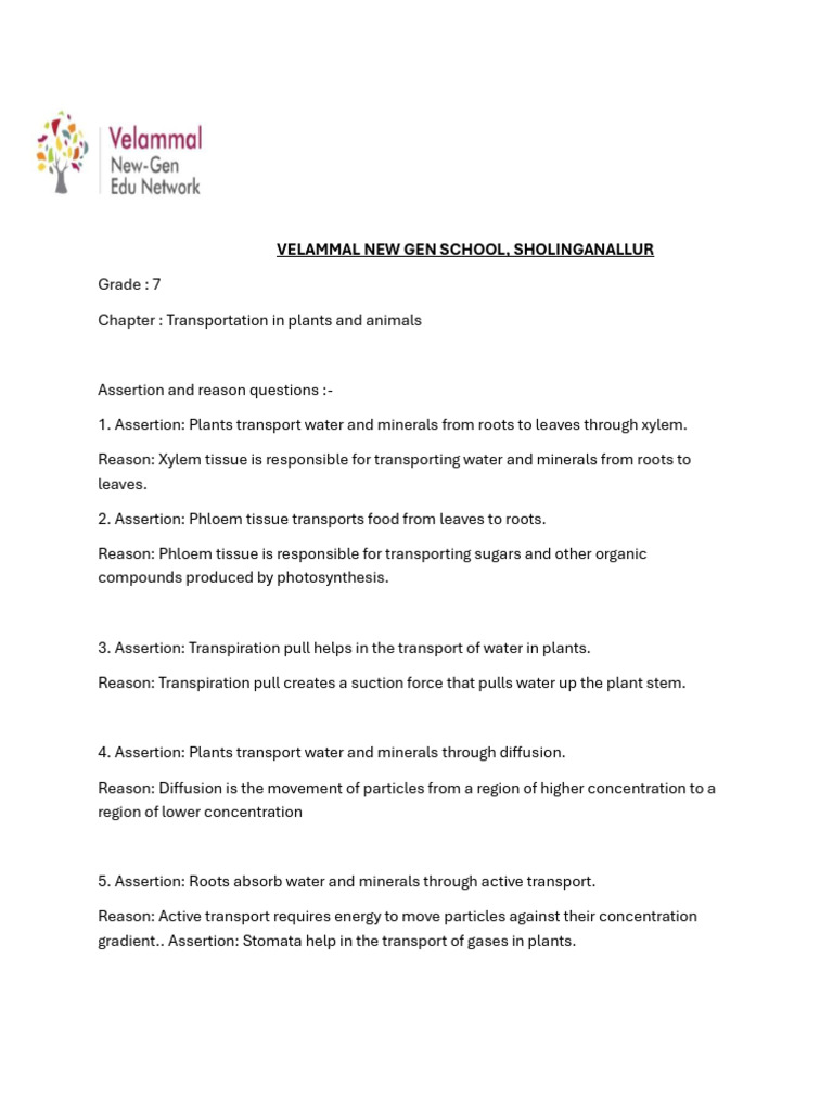 Grade 7 worksheet 2 (3) | PDF | Leaf | Root