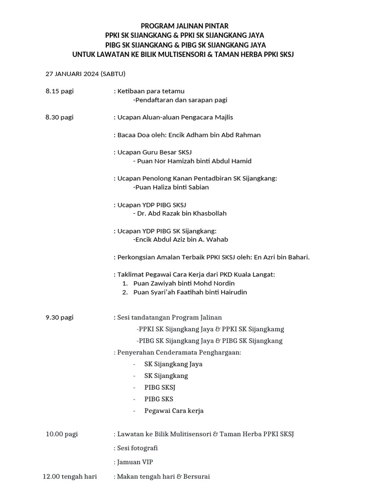 Tentatif Majlis Ppki SKS | PDF