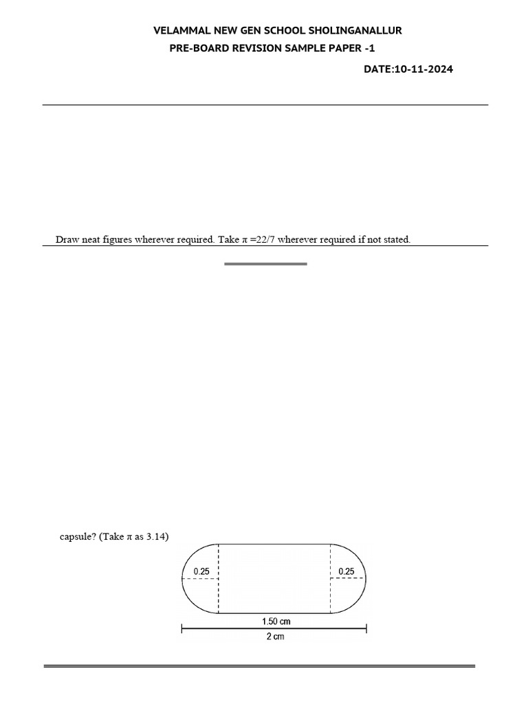 G10 Maths PB Rev QP-1 2024-2025 | PDF | Sphere | Area