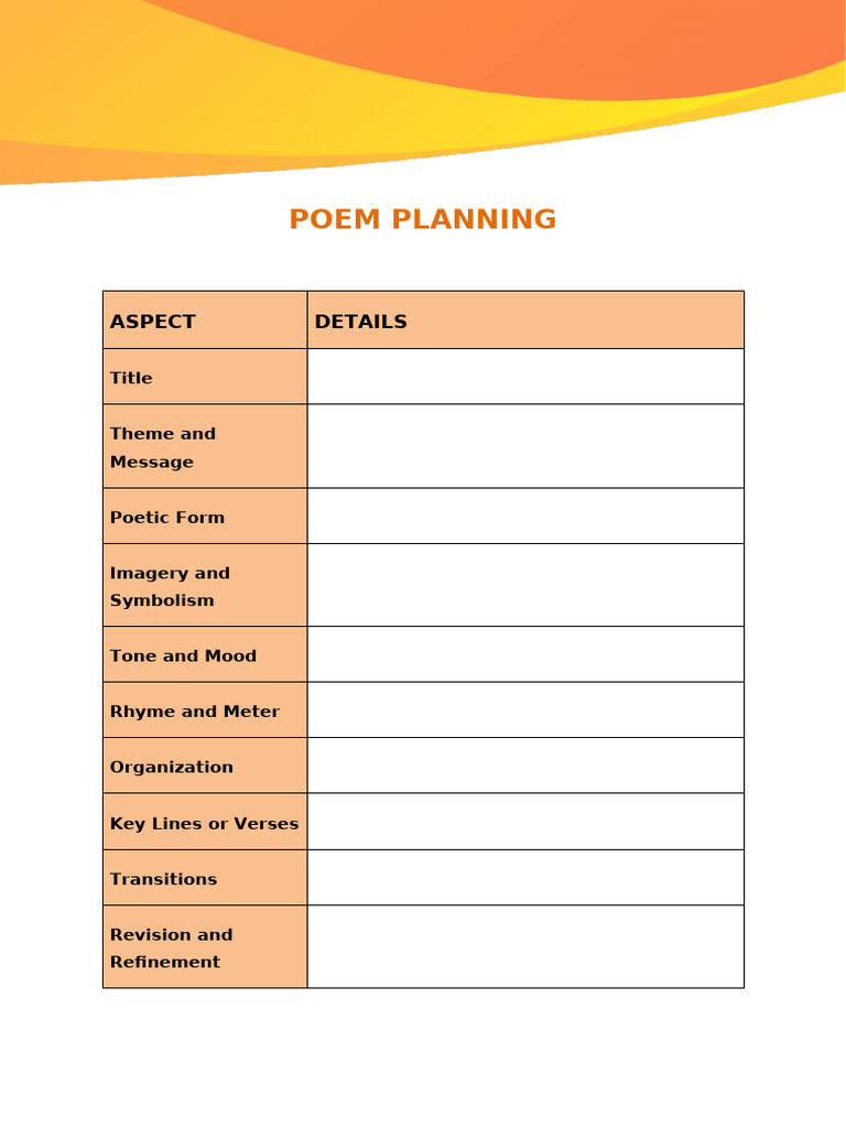 The Poem Planning Template | PDF