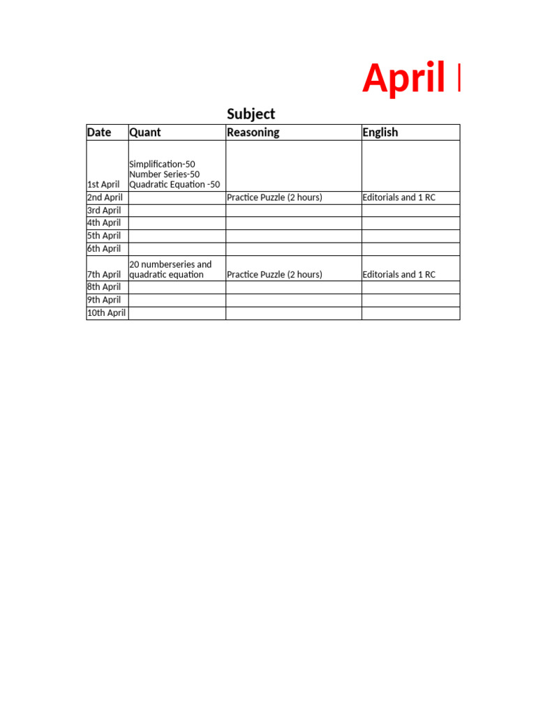 April Monthly Plan PDF