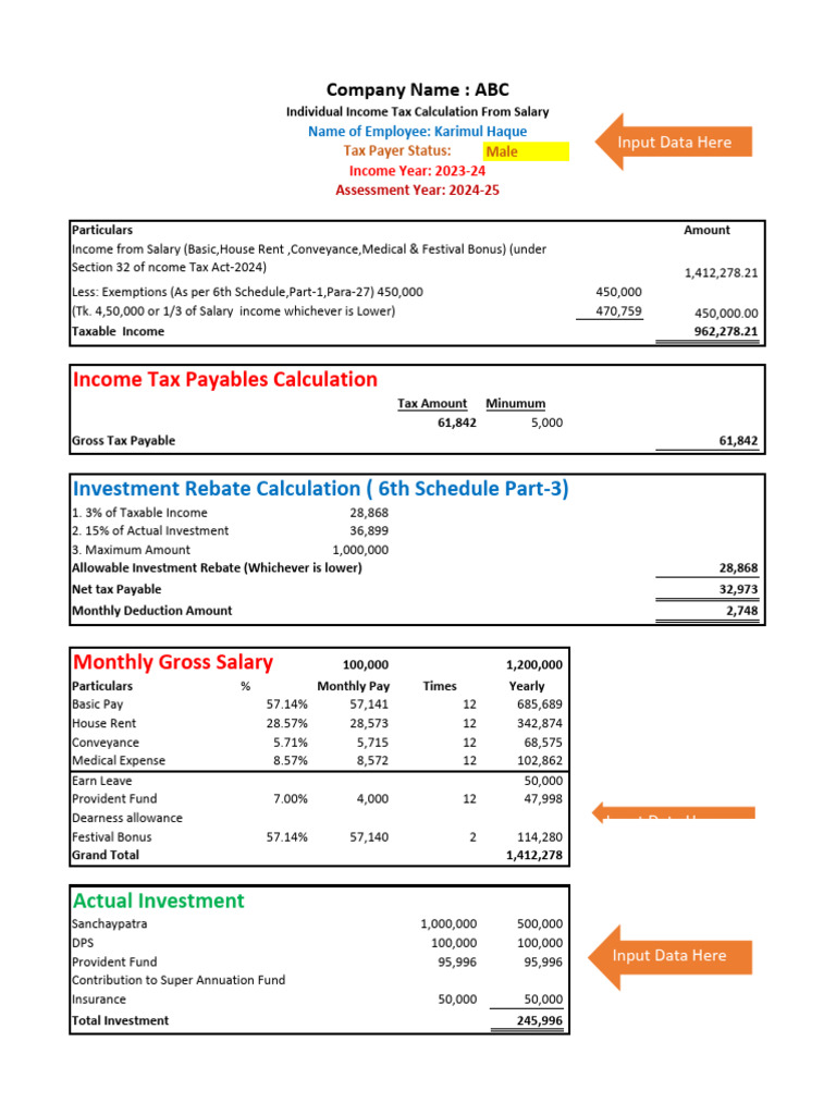Monthly TDS Calculation | PDF | Income Tax | Taxes