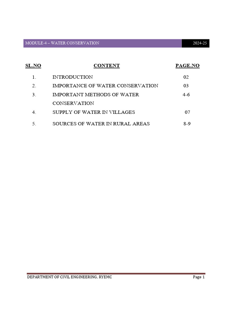 SCR MODULE-4 REPORT | PDF | Water Conservation | Water