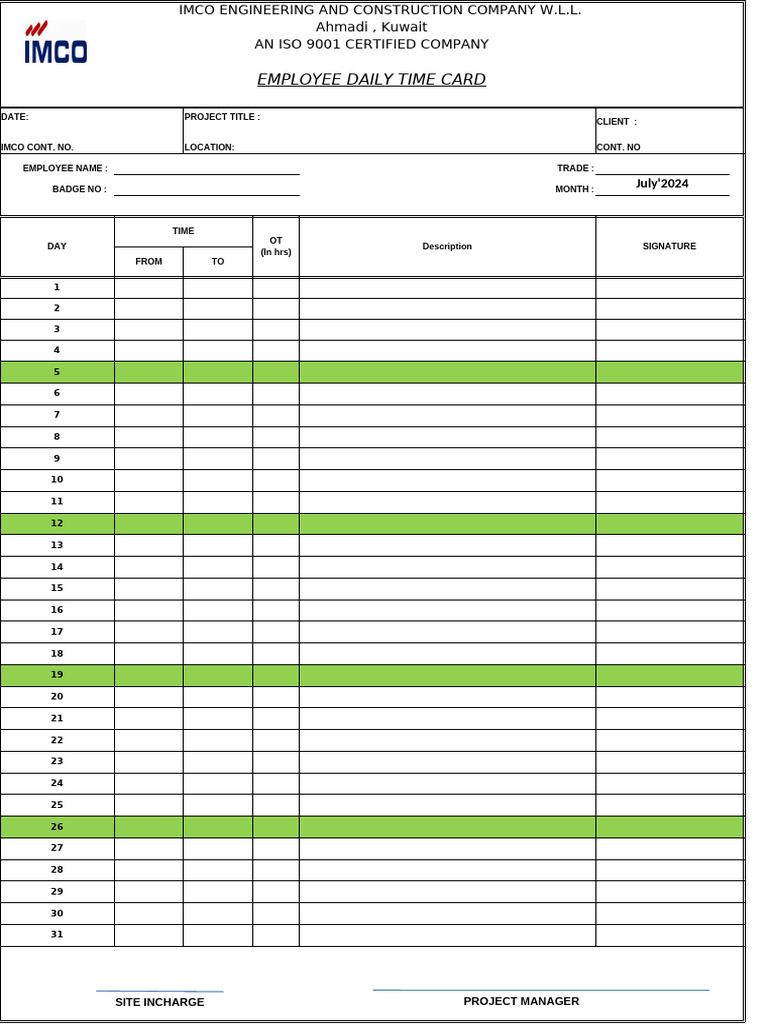 Blank Overtime Sheet '2024 | PDF