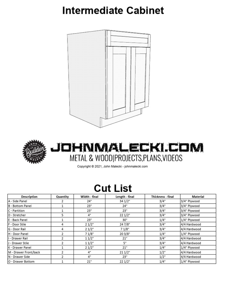 Intermediate Cabinet V2b | PDF | Door | Wood