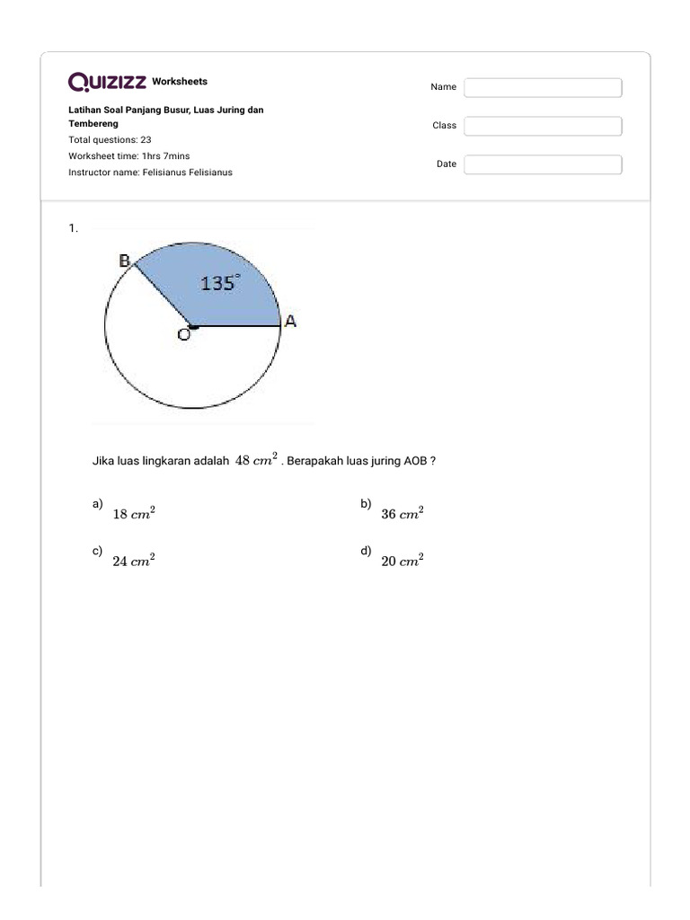 Latihan Soal Juring dan Panjang Busur | PDF