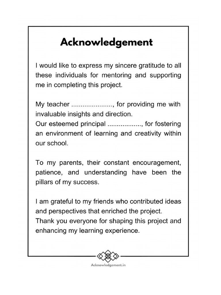 Acknowledgement For Project | PDF