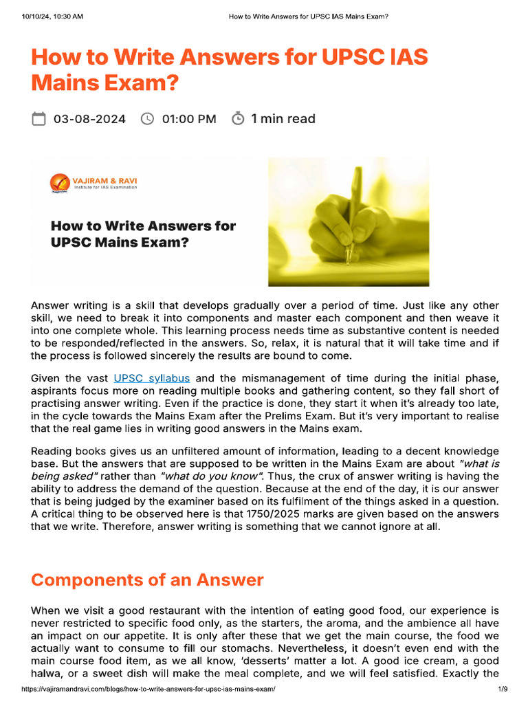 How to Write Answer | PDF