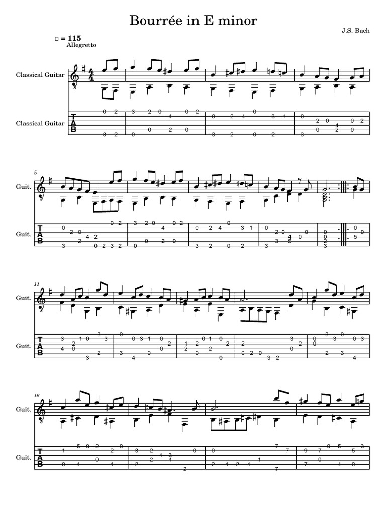 Bourre in E Minor JS Bach | PDF
