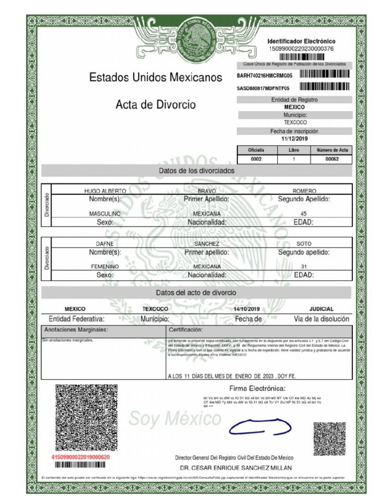 Acta de Divorcio | PDF