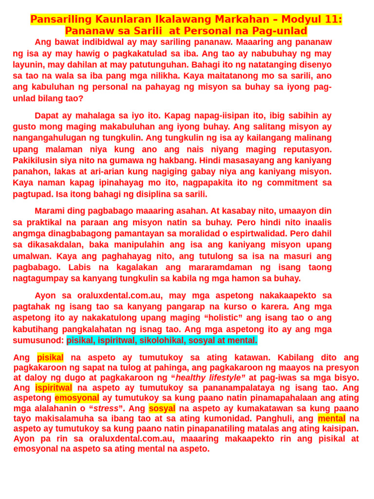 Pansariling K.mod 11 | PDF