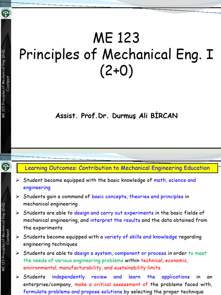 ME 123: Principles of Mechanical Eng. | PDF | Mechanical Engineering ...